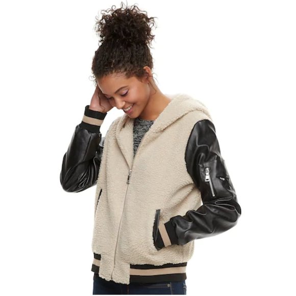 Madden Nyc | Jackets & Coats | Juniors Sleevepocket Sherpa Varsity ...